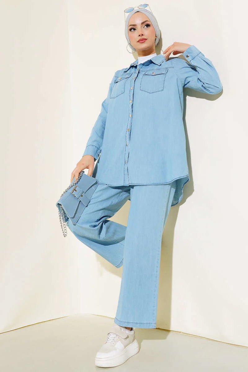 Modest Denim Co ord Set | Modest Co ord Set | HEATLNDN