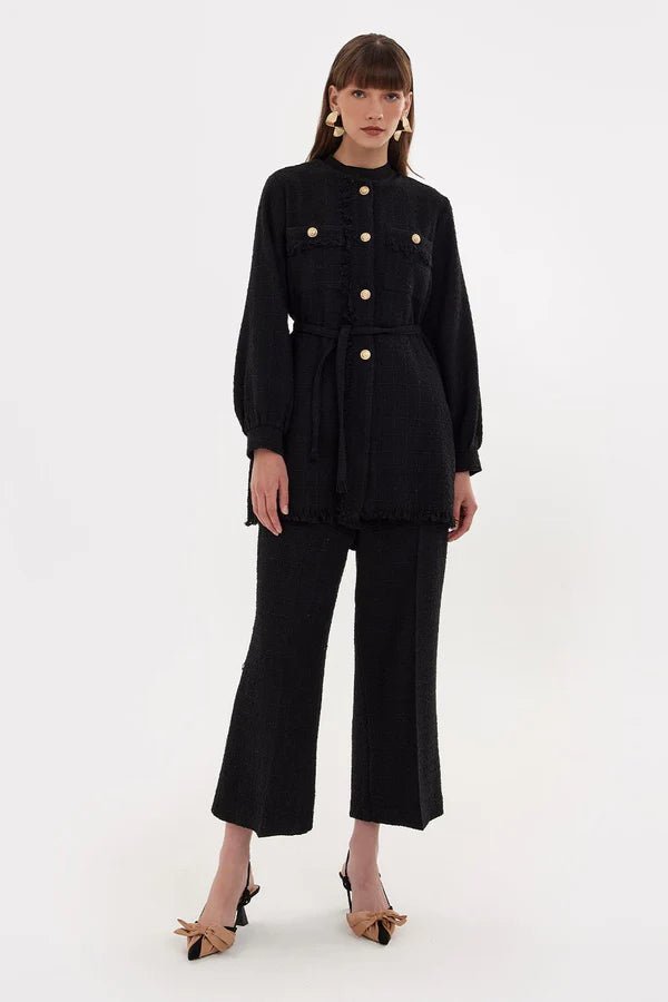 Tweed Co Ord Set with Gold Button Detailing | HEATLNDN